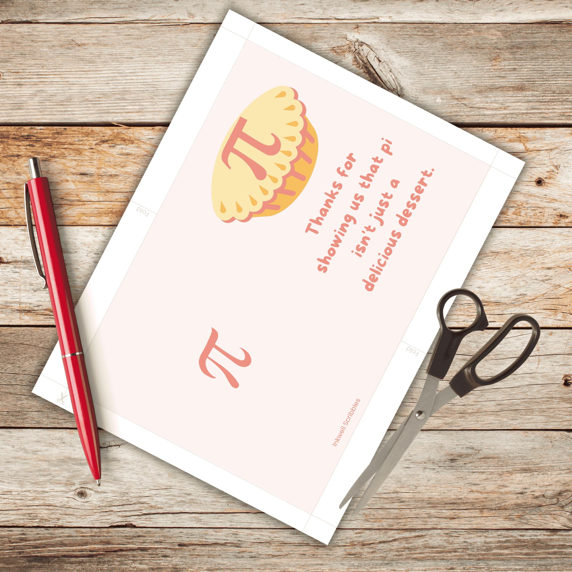 Math Teacher Appreciation Card Printable, 5x7 Card With Envelope, White ...