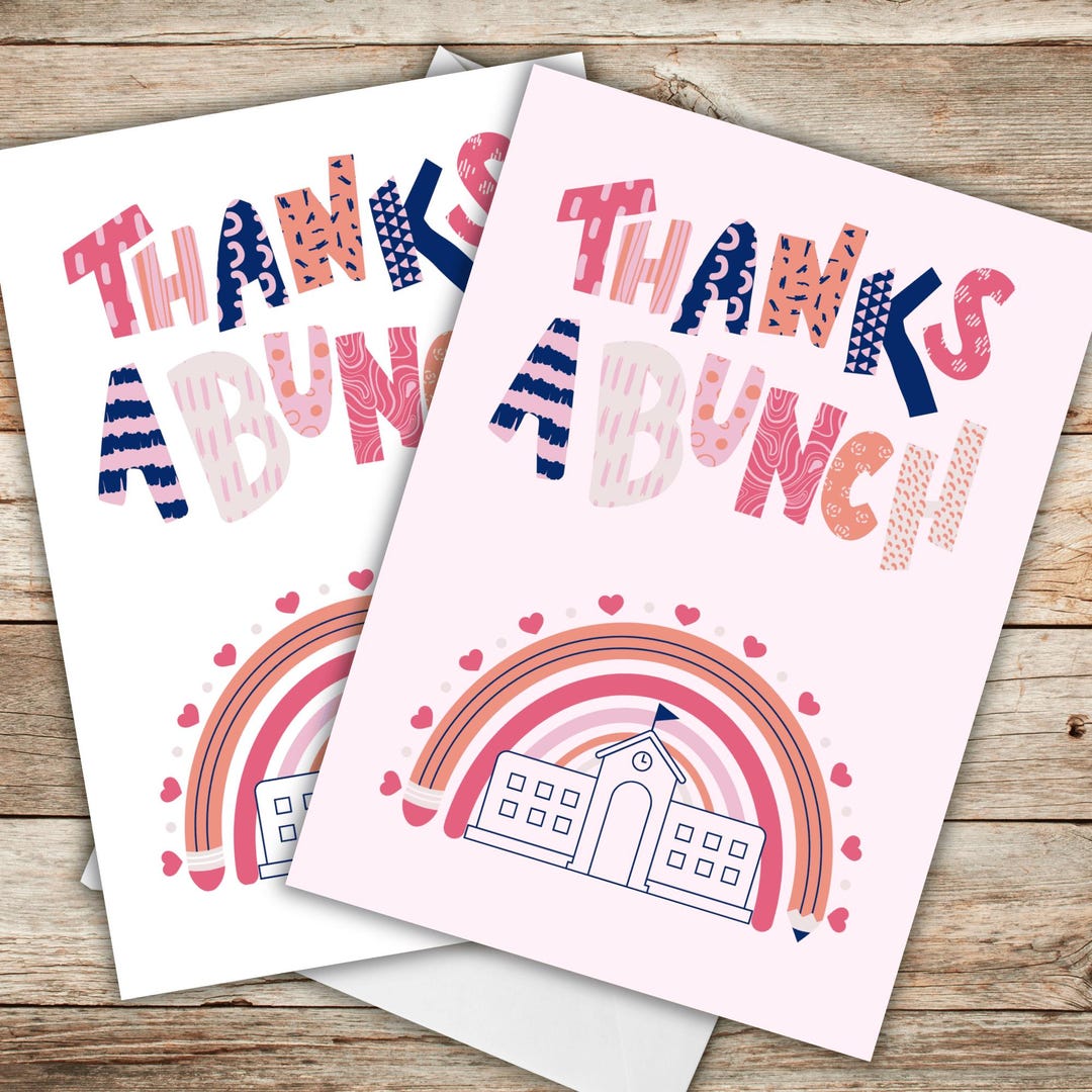 Teacher Appreciation Card Printable: Rainbow School Thank You (digital ...
