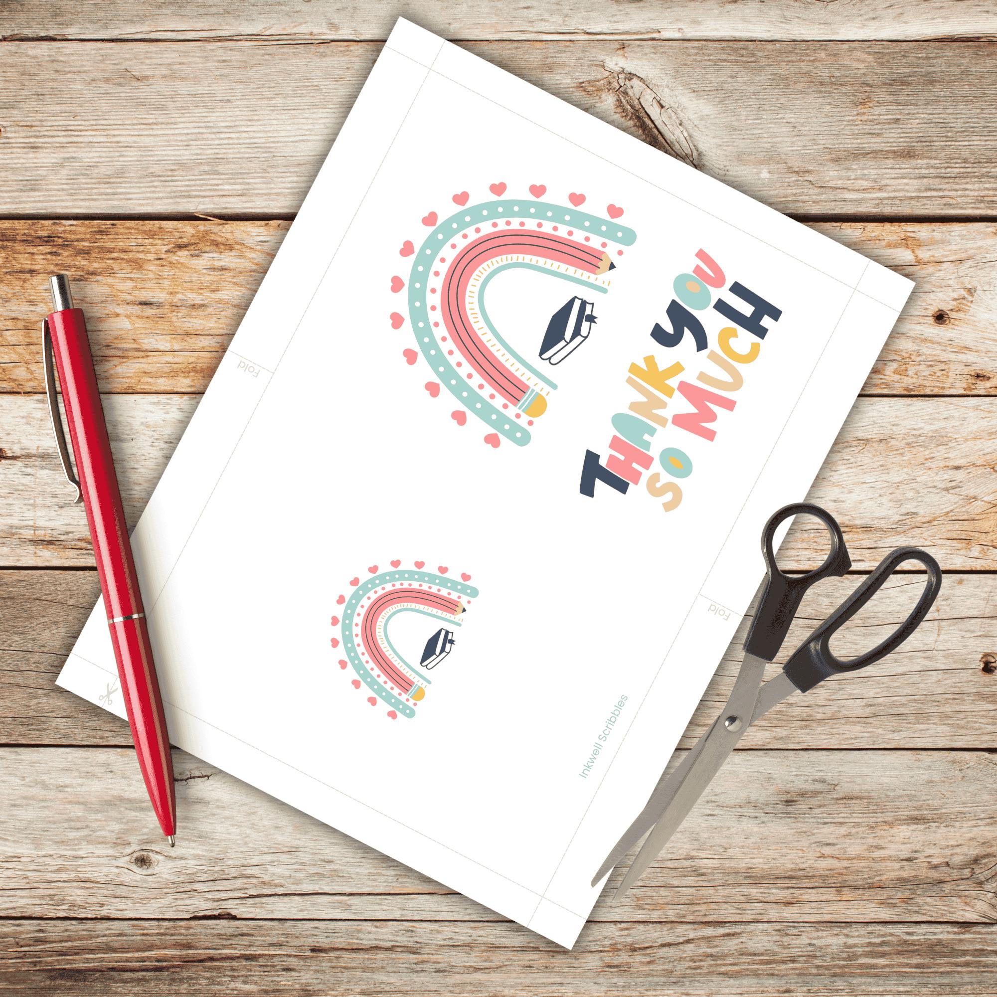 Teacher Appreciation Card Printable, 5x7 Card With Envelope, White ...