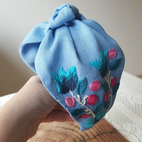 Embroidered Headband - Etsy