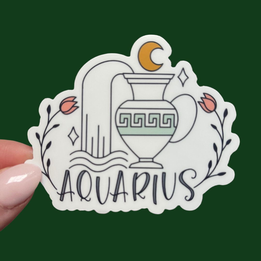 Aquarius Zodiac Sticker: Minimalist Astrology Star Sign, Waterproof - Etsy