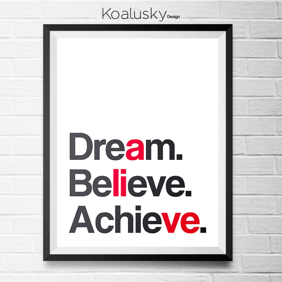 Poster Dream. Believe. Achieve - 3 Posters, Digital Print, Wall Decor ...