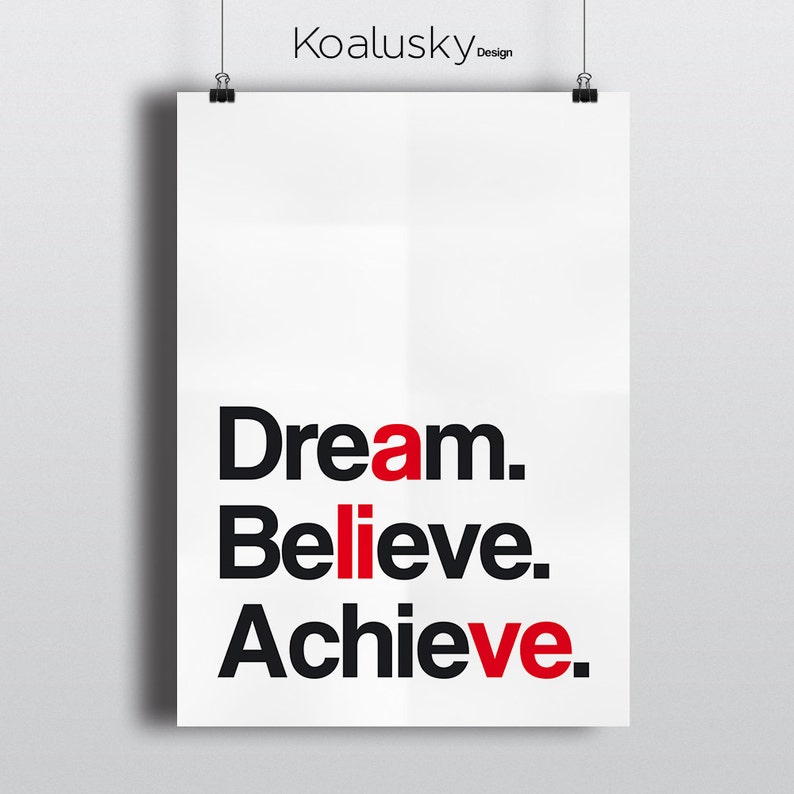Poster Dream. Believe. Achieve - 3 Posters Digitales listos para ...