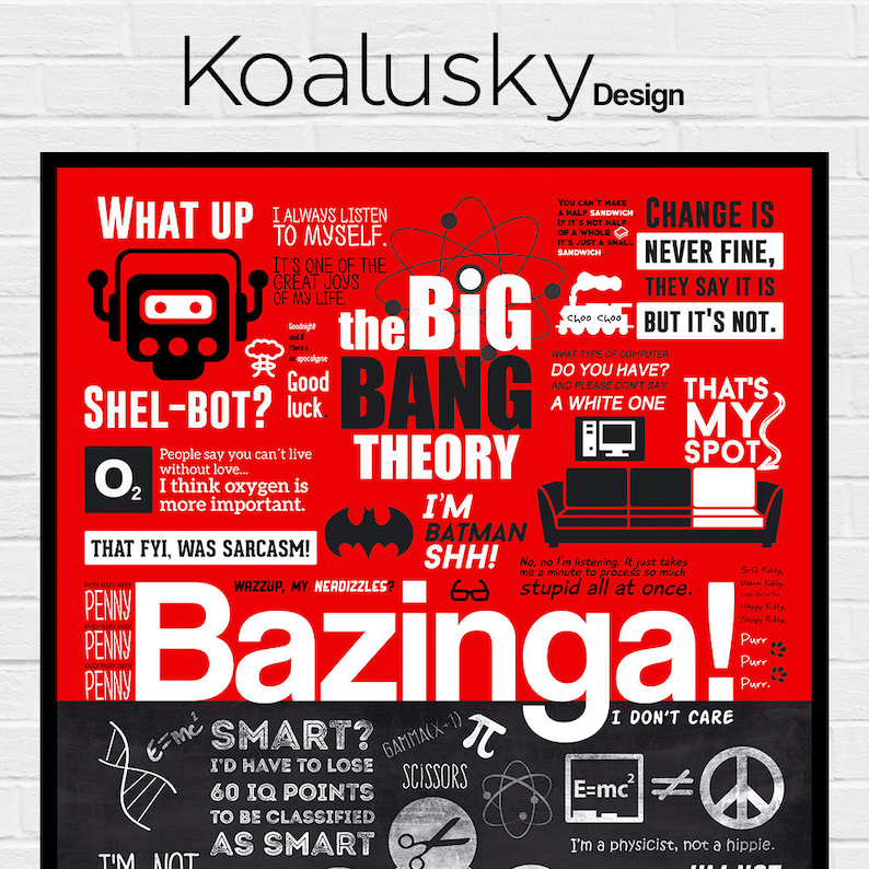 The Big Bang Theory Poster Geek Wall Decor, Bazinga, Sheldon Cooper ...