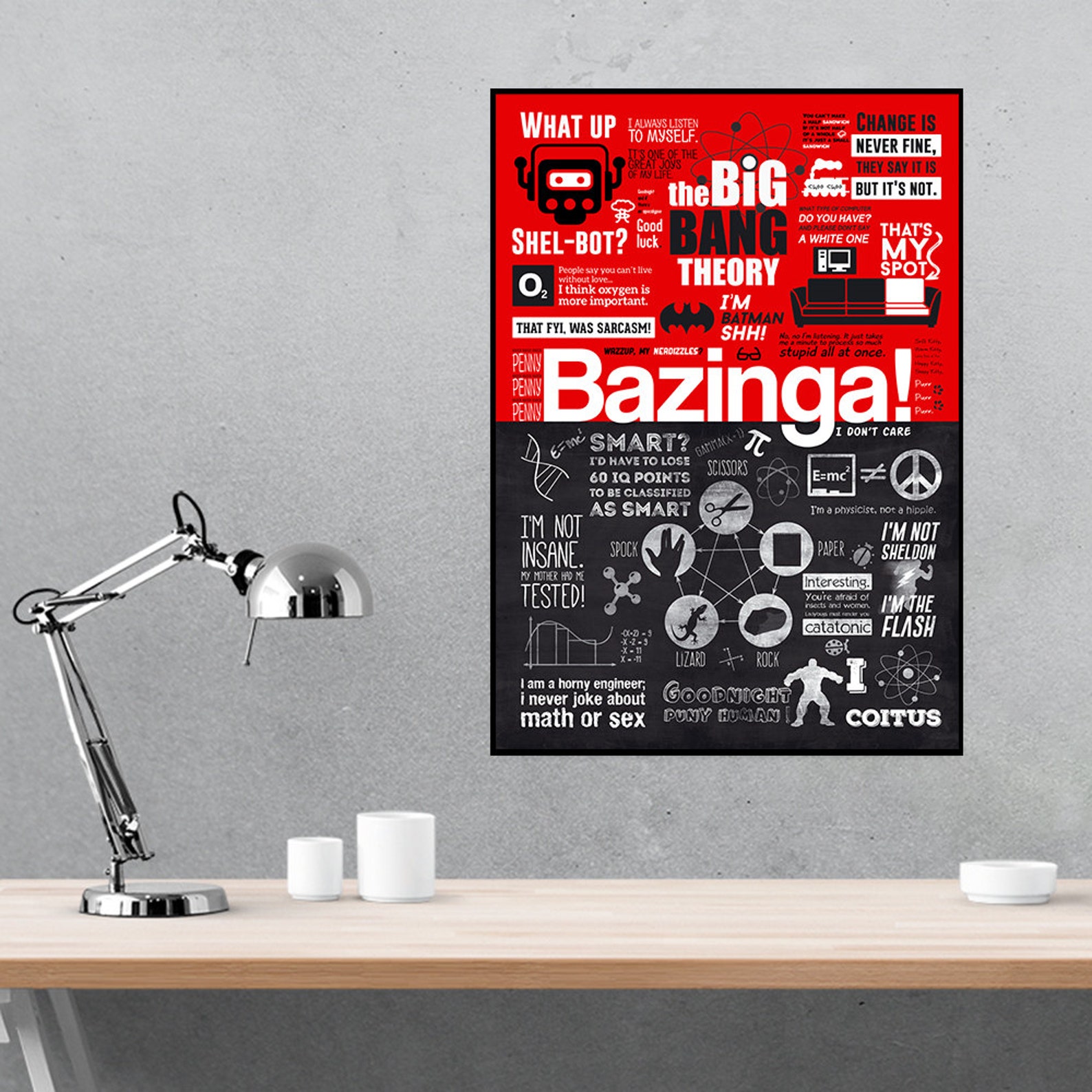 The Big Bang Theory Poster Geek Wall Decor, Bazinga, Sheldon Cooper ...