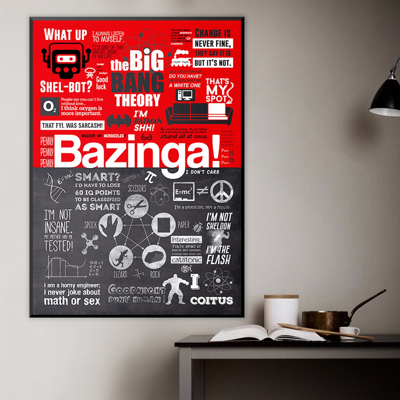 The Big Bang Theory Poster Geek Wall Decor, Bazinga, Sheldon Cooper ...