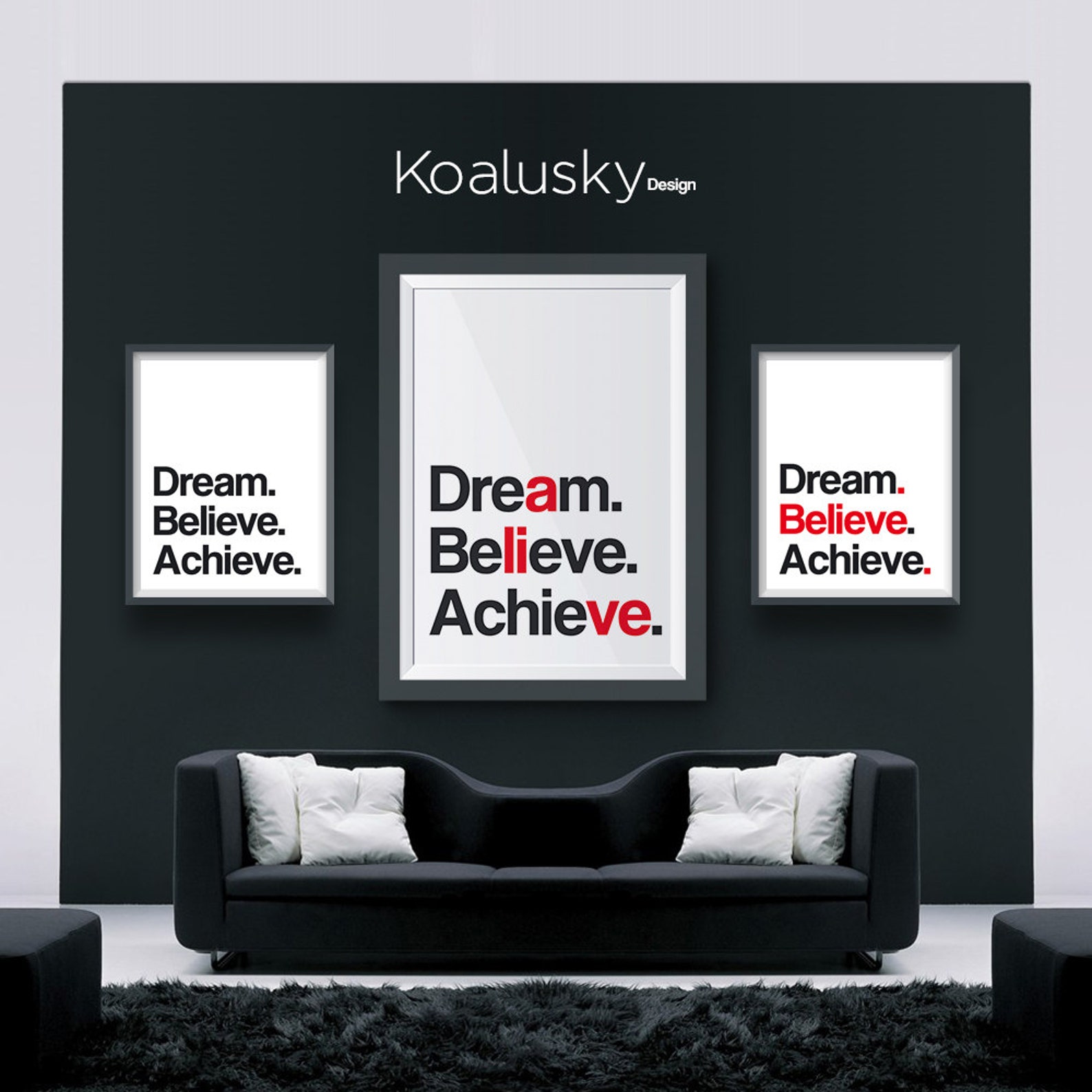 Poster Dream. Believe. Achieve 3 Posters Digitales listos para imprimir ...