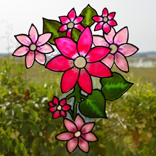 Glass Door Decal Flower Stickers Floral Decor Faux Stained - Etsy