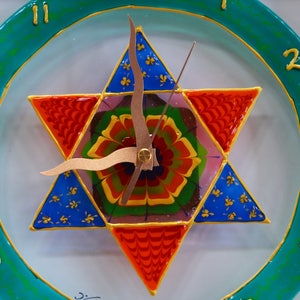 Magen David Wall Clock, Colorful ,modern, Round Clock Present for ...