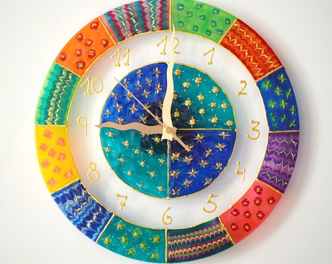 Multicolored Rainbow Wall Clock. Modern large Clock With - Etsy