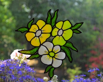 Floral decal Flower sticker Faux stained glass Housewarming | Etsy