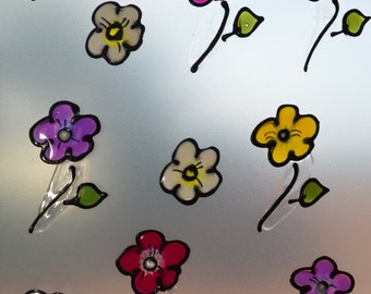 Floral decal Flower sticker Faux stained glass Housewarming | Etsy