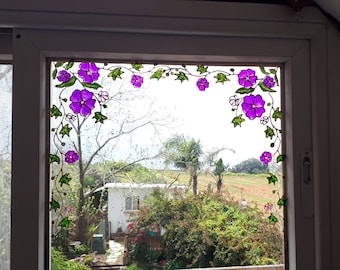 Glass door decal Flower stickers Floral decor Faux stained | Etsy