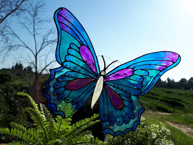 Butterfly Window Decal Blue and Purple Unique Butterfly - Etsy