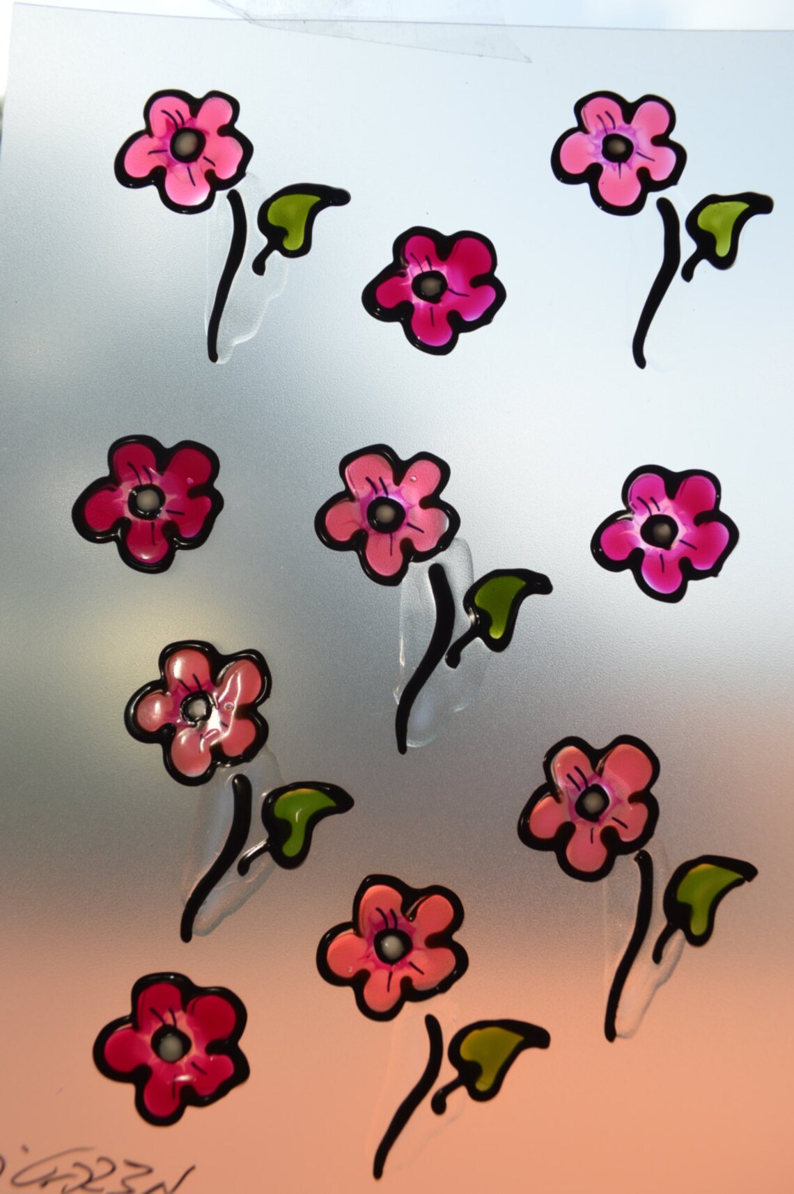 Scattered Flowers Decals Floral Stickers Faux Stained Glass | Etsy