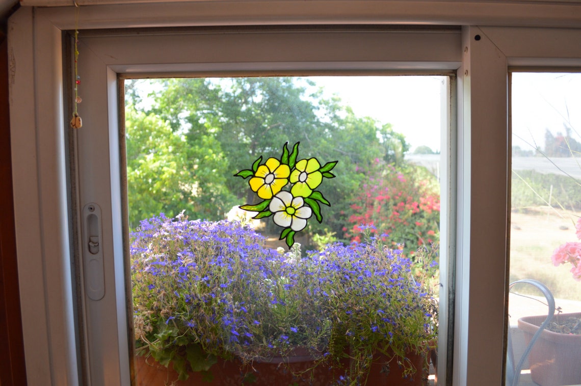 Flower Decal Floral Ornaments Window Hanging Housewarming | Etsy