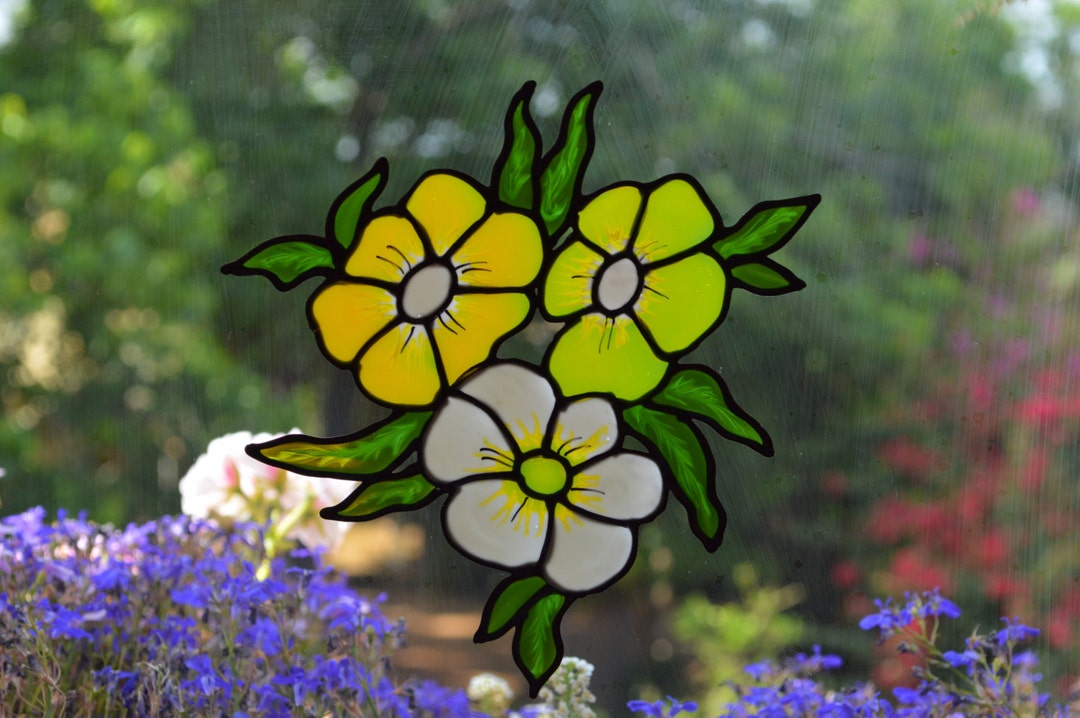 Flower Decal Floral Ornaments Window Hanging Housewarming - Etsy