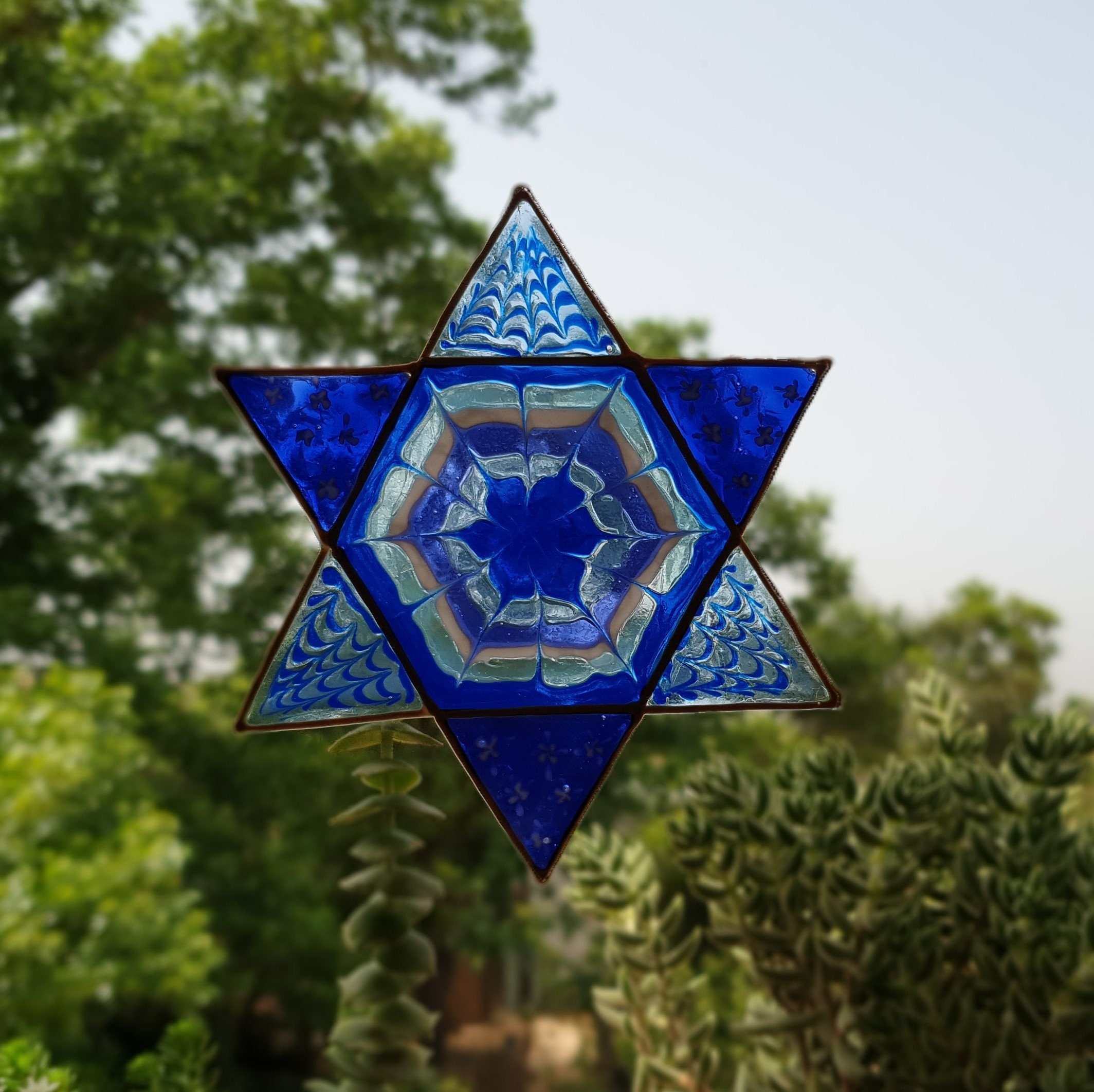 Magen David blue and white window sticker glass door | Etsy