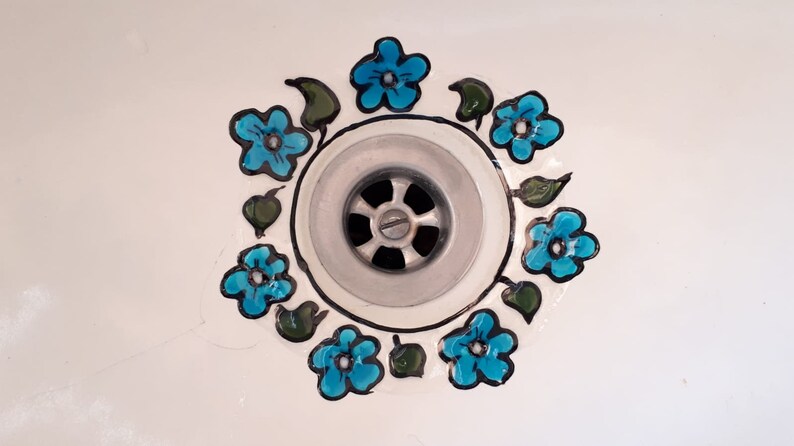 Bathroom Sink Flower Sticker Sink Decal Minimalist Blue - Etsy