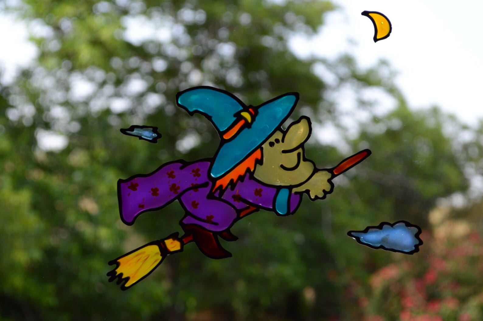 Halloween Witch Window Decalwitch Decalflying Witch Kitchen | Etsy