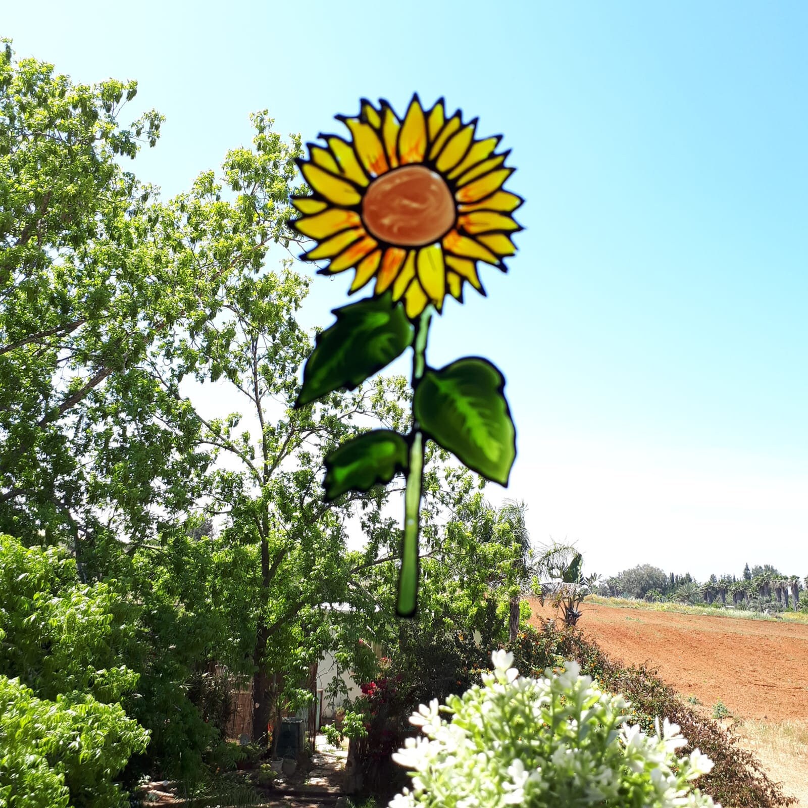 Small sunflower window decal Laptop sticker stained glass | Etsy