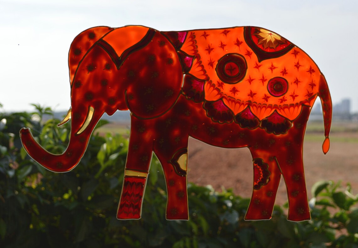 Indian elephant window decals unique elephant decals mother | Etsy