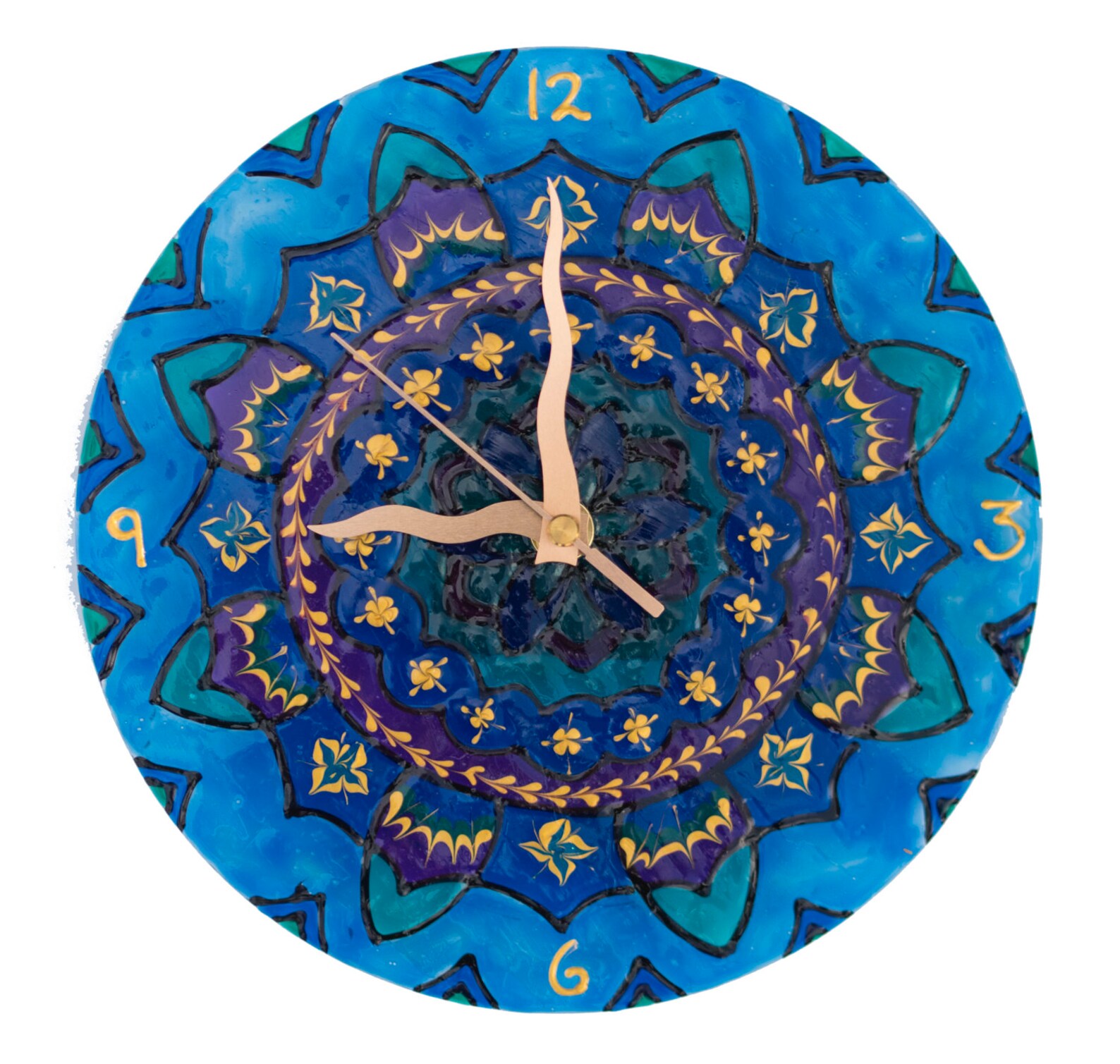 Round Wall Clock Mandala Wall Clock Unique Multicolored Hand | Etsy