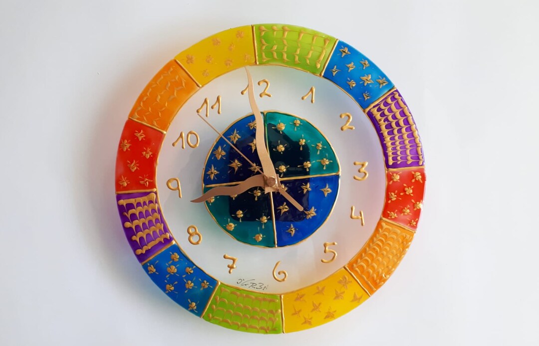 Rainbow Wall Clock, Unique Modern Nursery Wall Clock, Desk Clock, Medium Size - Etsy