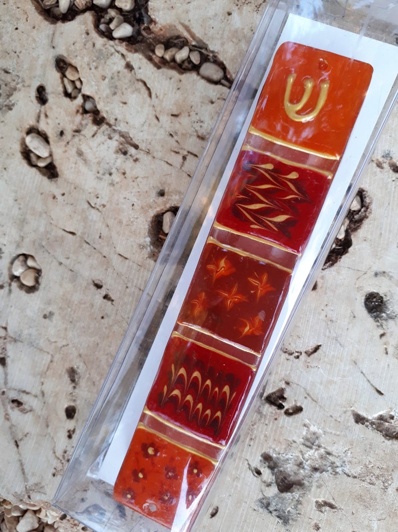 Mezuzah Case in Orange and Red Shades Modern Mezuzah Case - Etsy