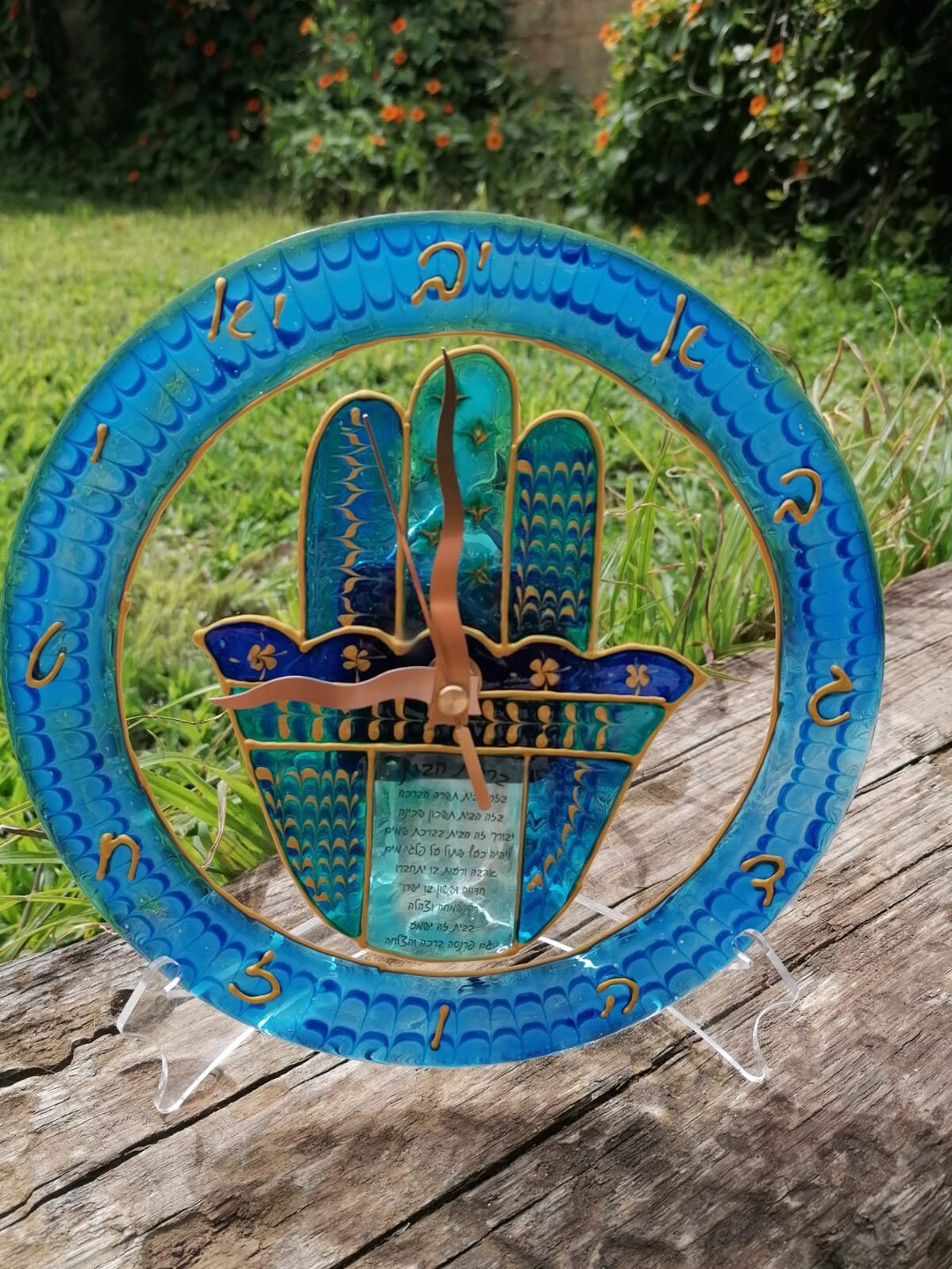 Wall Clock, Desk Clock With Hebrew Alphabet, Hamsa Hand Wall Clock ...