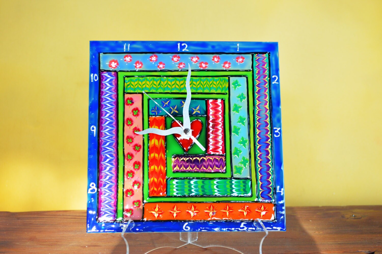 Square Multicolored Wall Clock colorful Unique Wall - Etsy