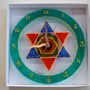 Magen David Wall Clock, Colorful ,modern, Round Clock Present for ...