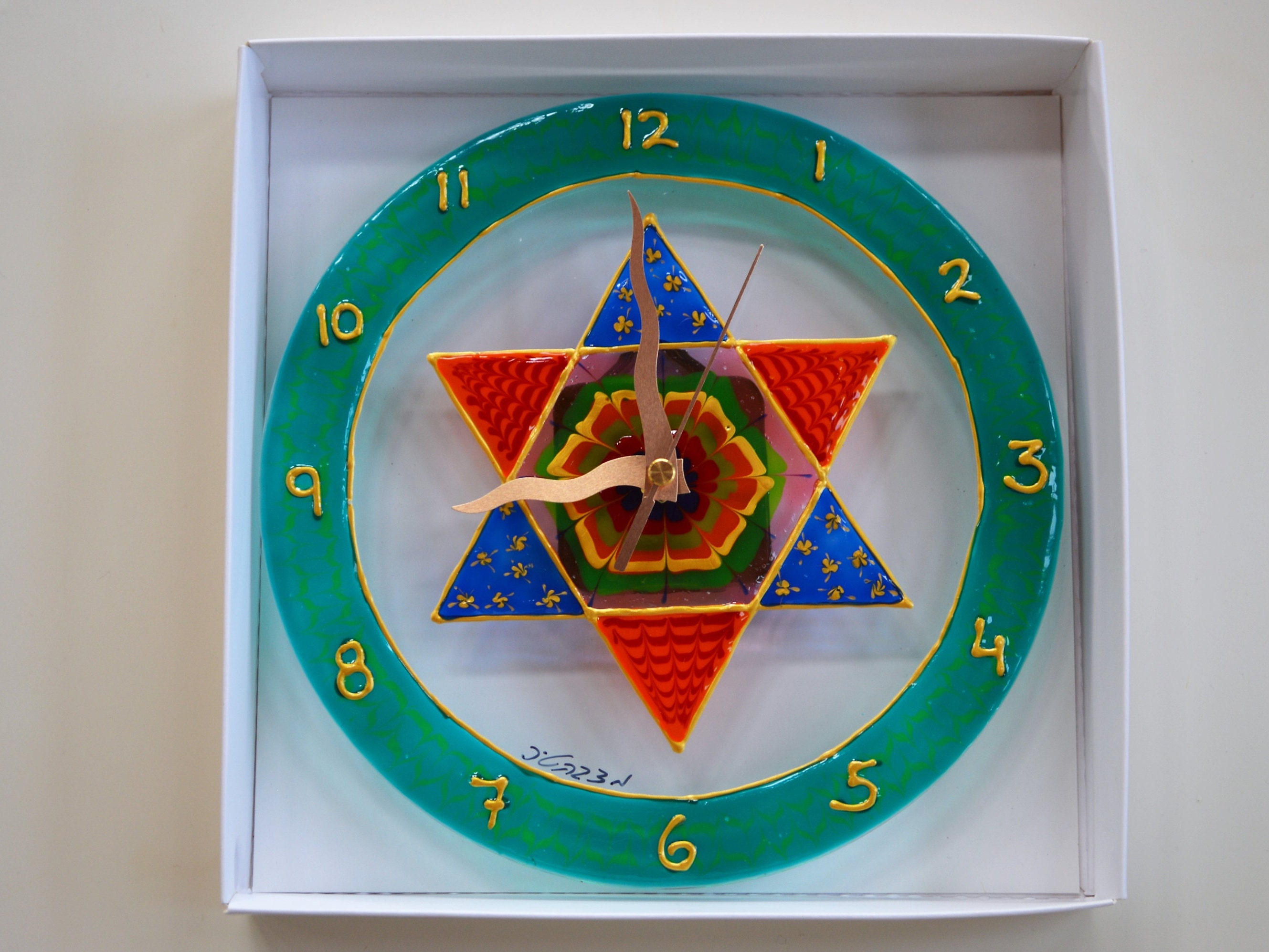Magen David wall clock colorful modern round clock present | Etsy