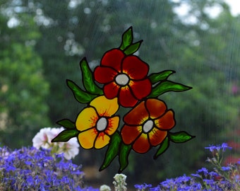 Flower Decal Floral Ornaments Window Hanging Housewarming | Etsy