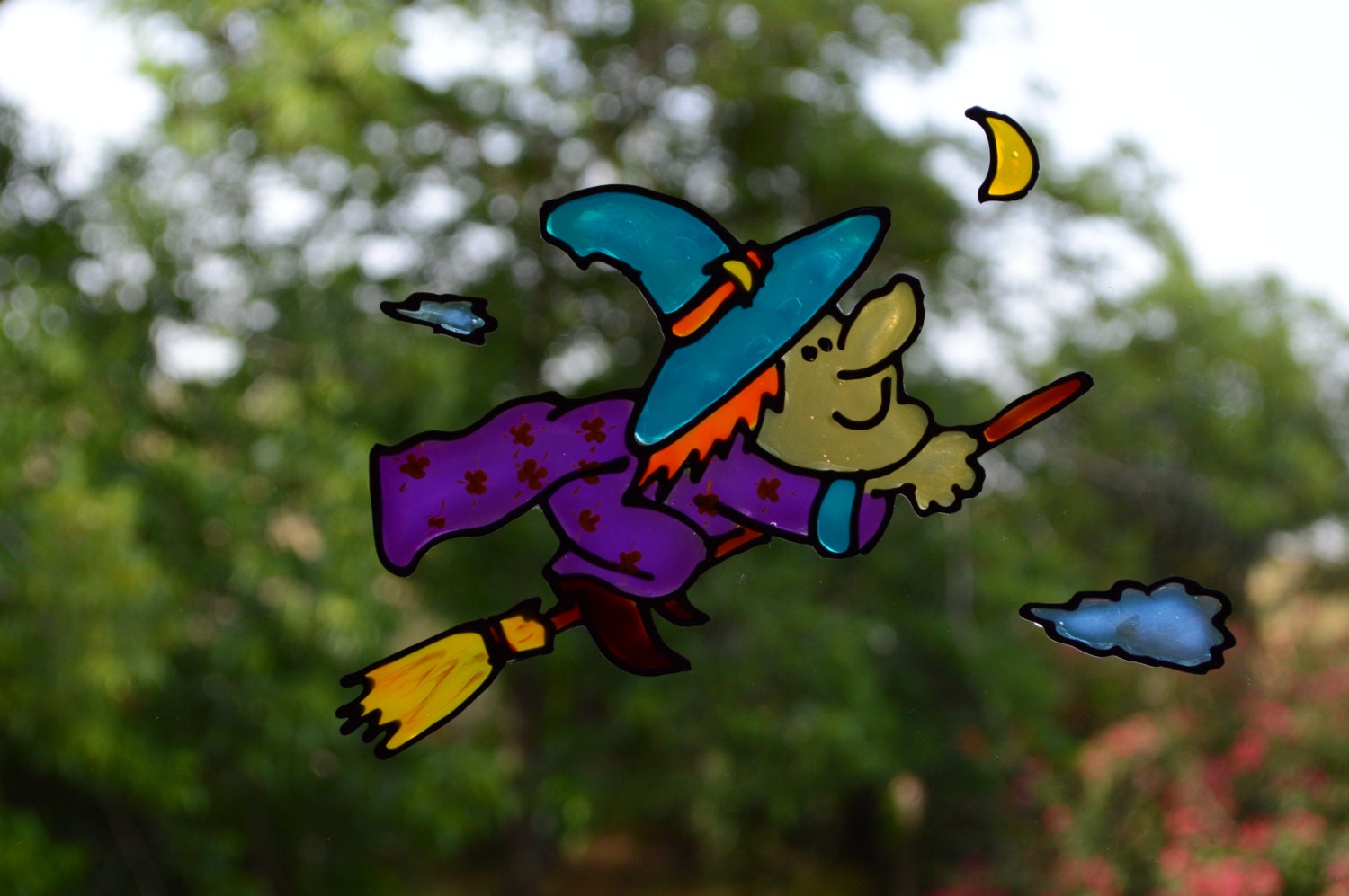 Halloween Witch Window Decalwitch Decalflying Witch Kitchen | Etsy