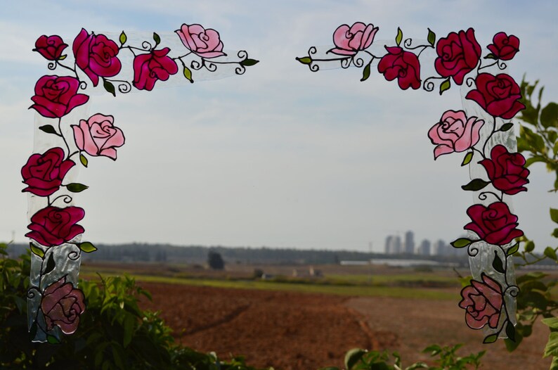 Roses in Bordeaux and Pink Rose Flower Decals for Window - Etsy