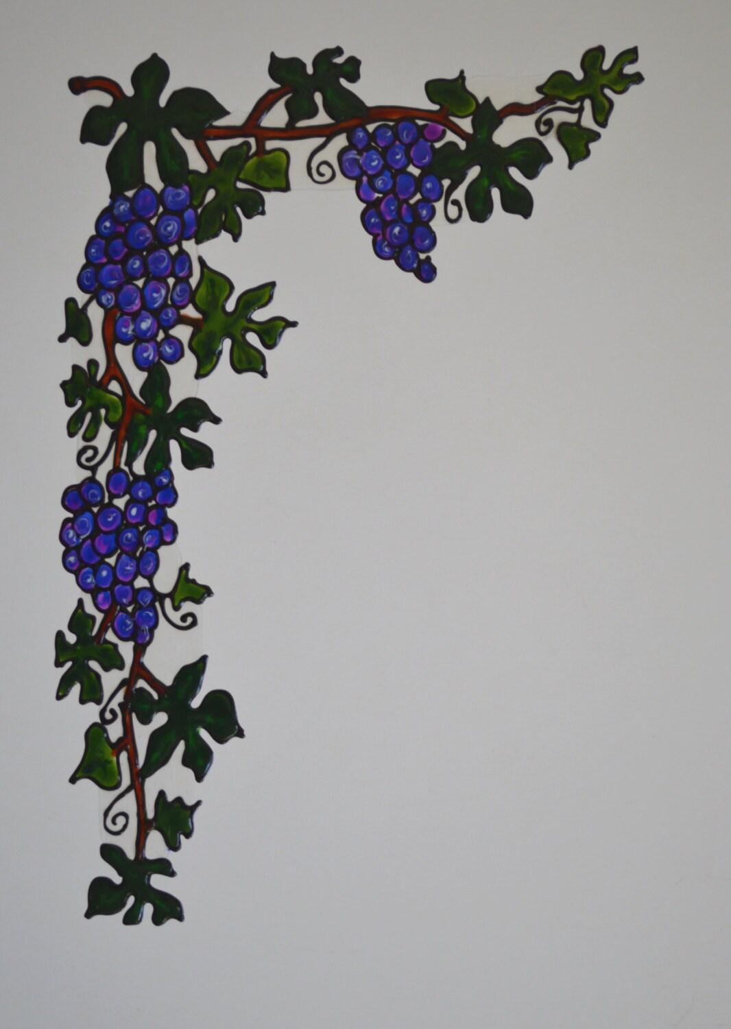 Grapevine Window Decal Grapevine Faux Stained Glass Grapes | Etsy