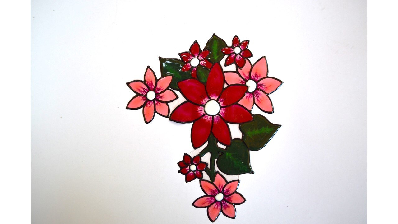 Floral Decal Flower Sticker Faux Stained Glass Housewarming - Etsy