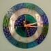 Wall Clock, Hand-painted Blue and Green One of a Kind Wall Clock, Large ...