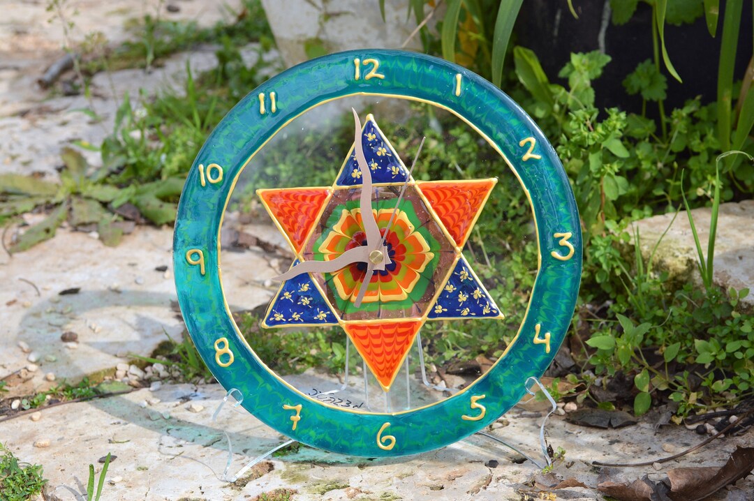 Magen David Wall Clock, Colorful ,modern, Round Clock Present for ...
