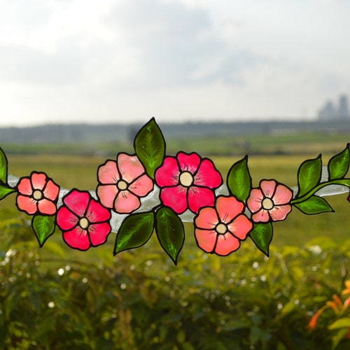 Glass Door Decal Flower Stickers Floral Decor Faux Stained - Etsy