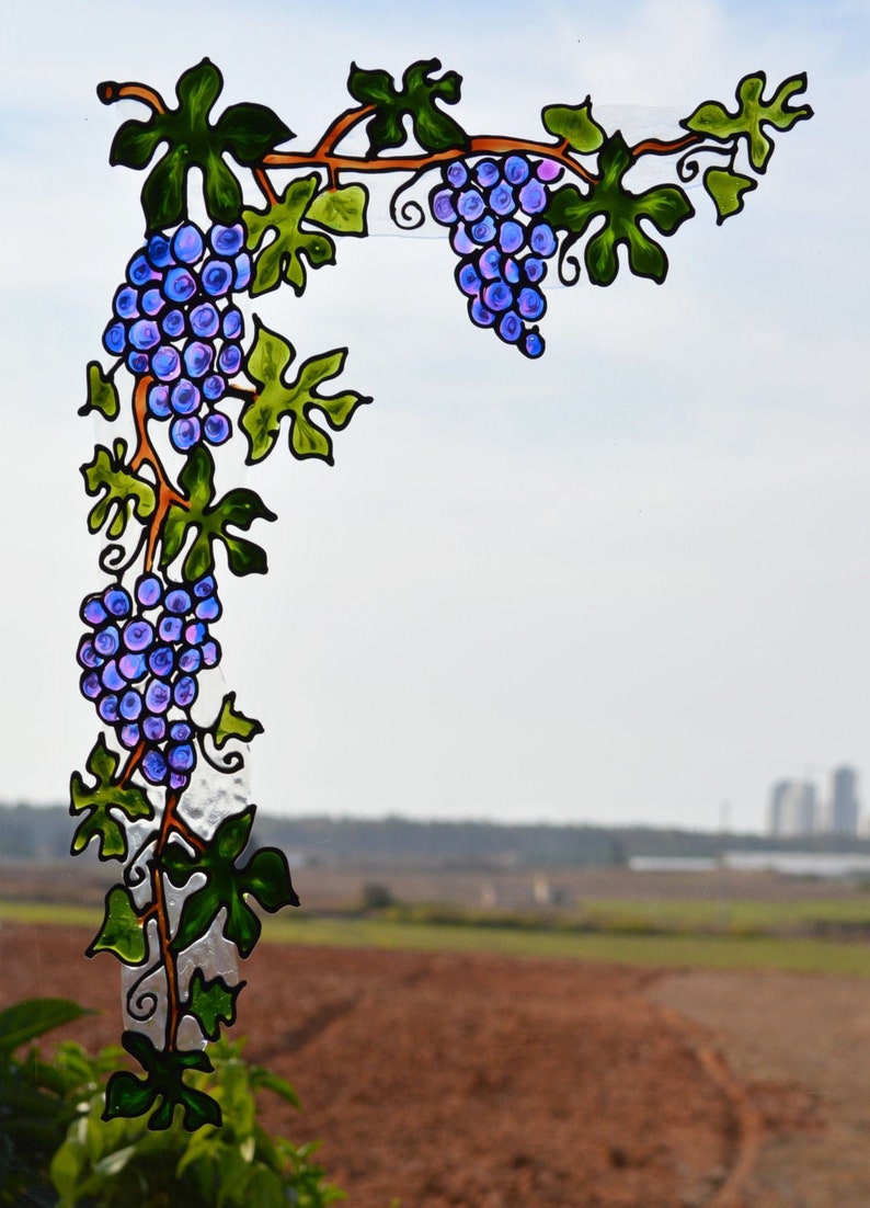 Grapevine Window Decal Grapevine Faux Stained Glass Grapes | Etsy