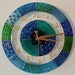 Wall Clock, Hand-painted Blue and Green One of a Kind Wall Clock, Large ...