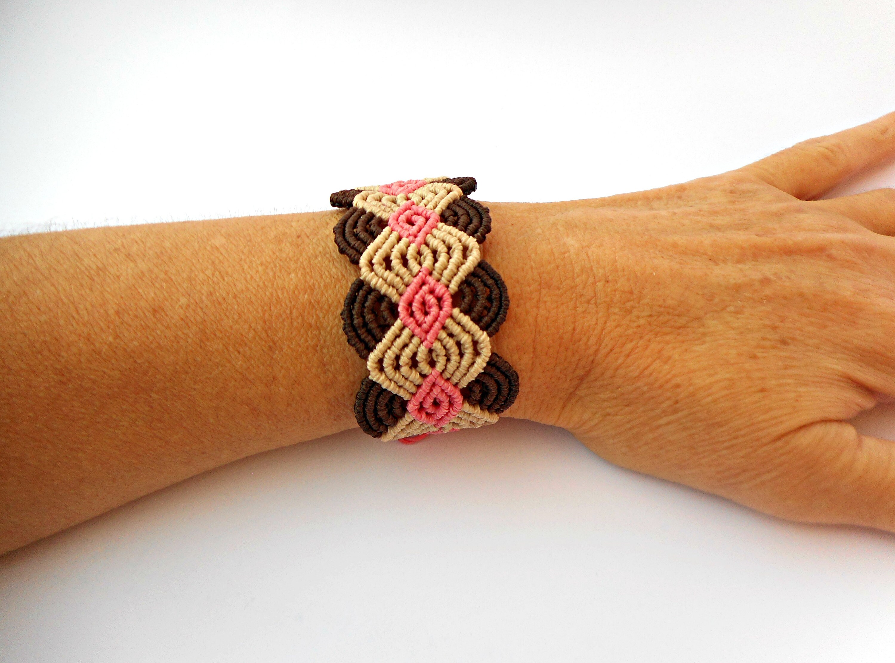 Macrame bracelet boho Wide bracelet for women Macrame | Etsy