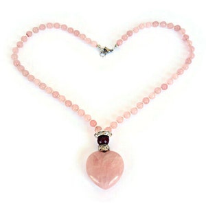 Rose Quartz Necklace Heart Pendant Necklace Rose Quartz - Etsy