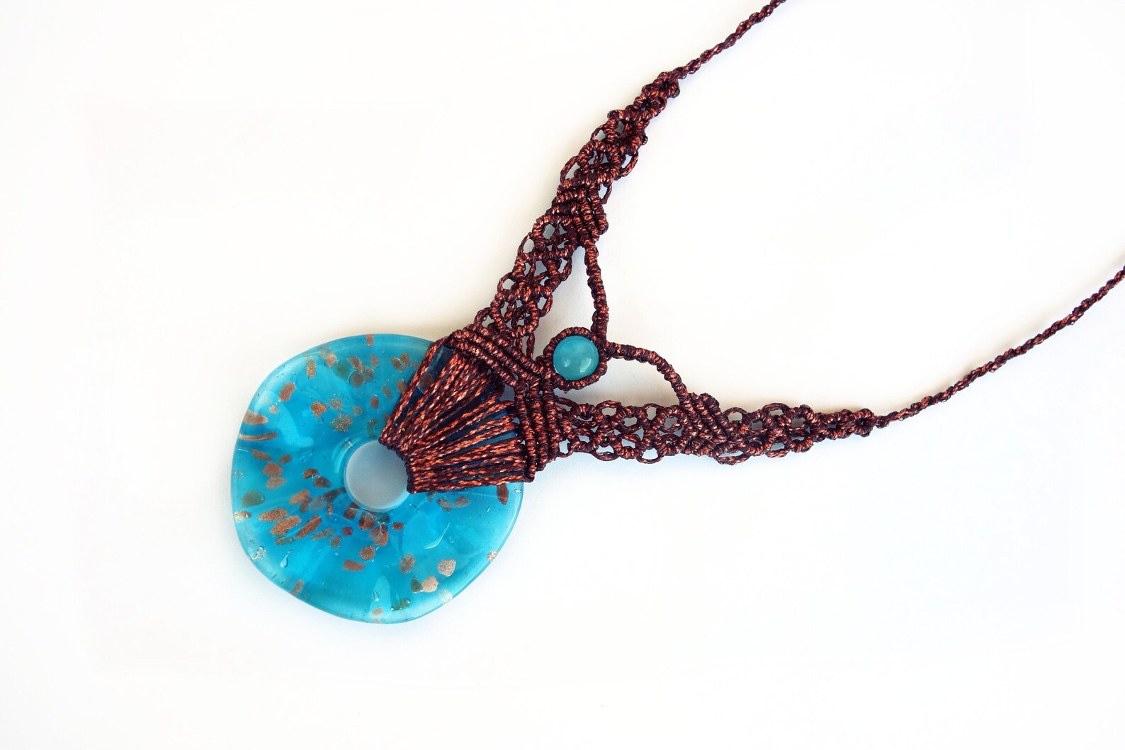 Macrame Necklace Glass Pendant Necklace Macrame Jewelry - Etsy