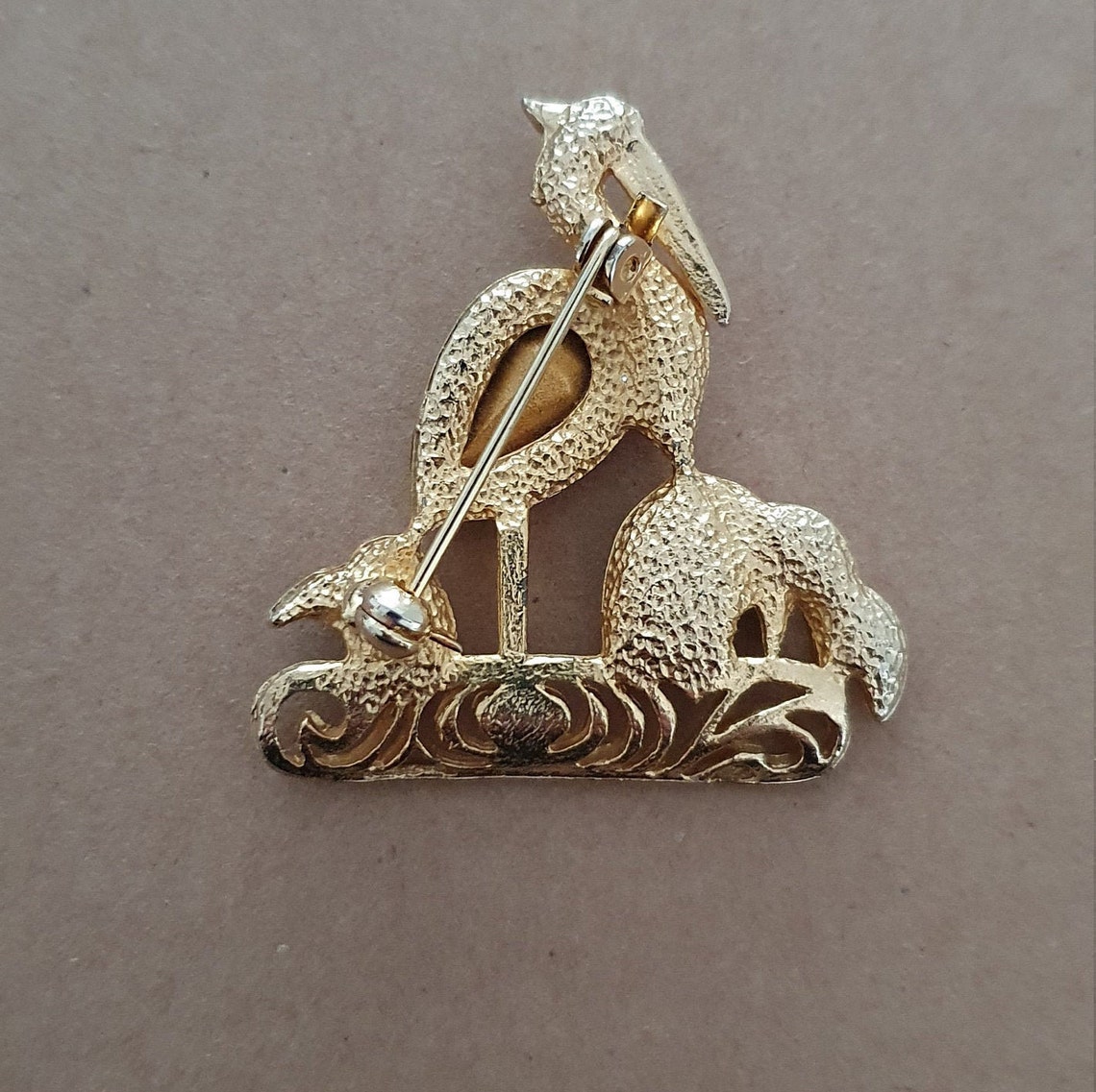 Vintage Stork/heron Brooch Stork Brooch Black Gold Heron in - Etsy UK