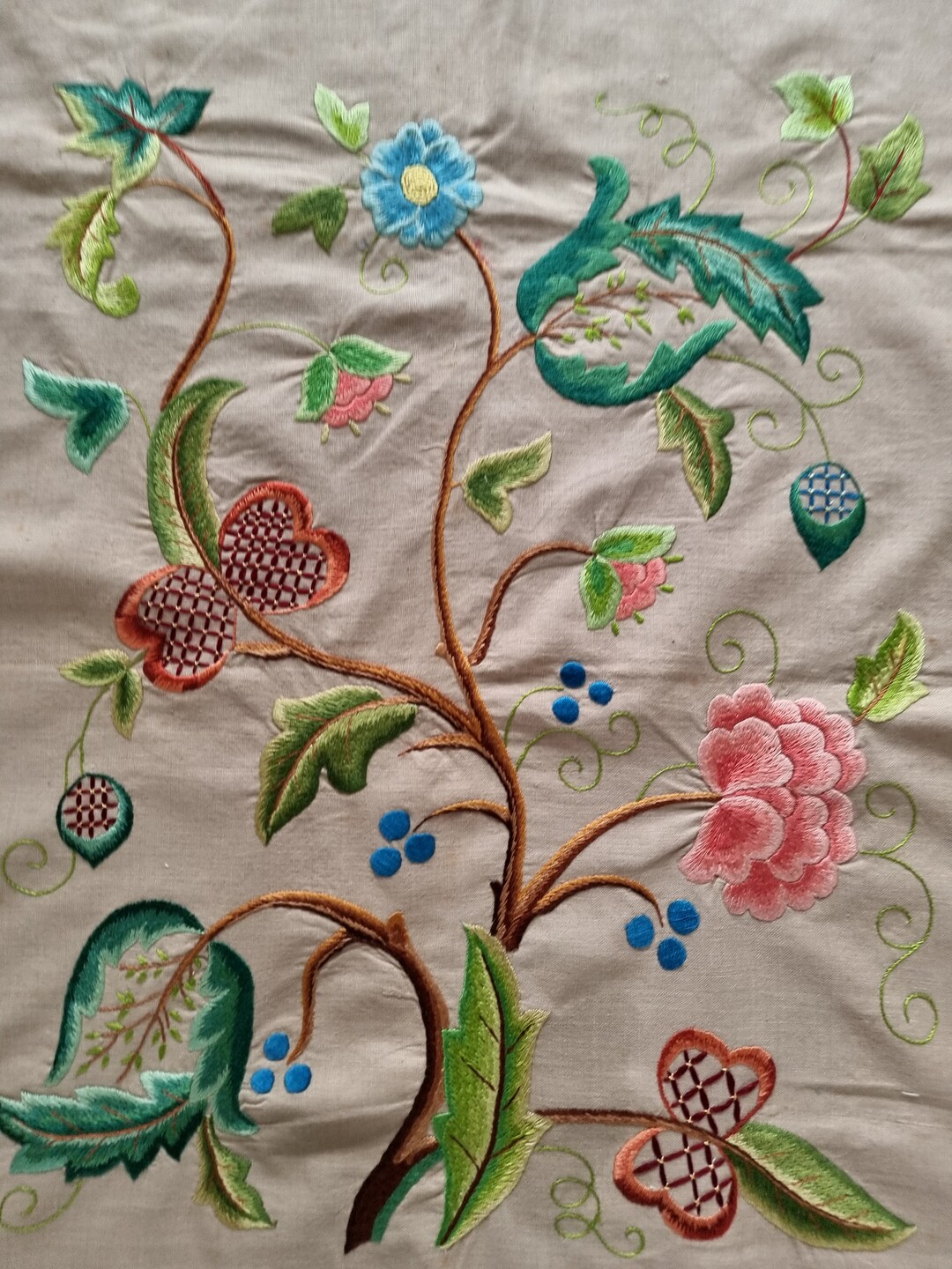 Vintage Antique Hand Sewn Embroidery Panel, Floral Embroidery Panel - Etsy