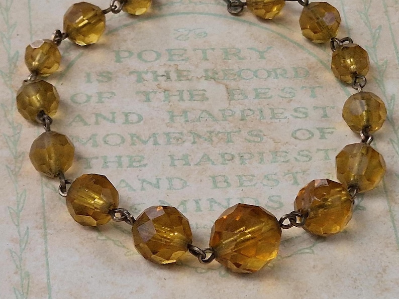 Vintage Art Deco Amber Glass Bead Necklace - Czech Brass Links - Etsy