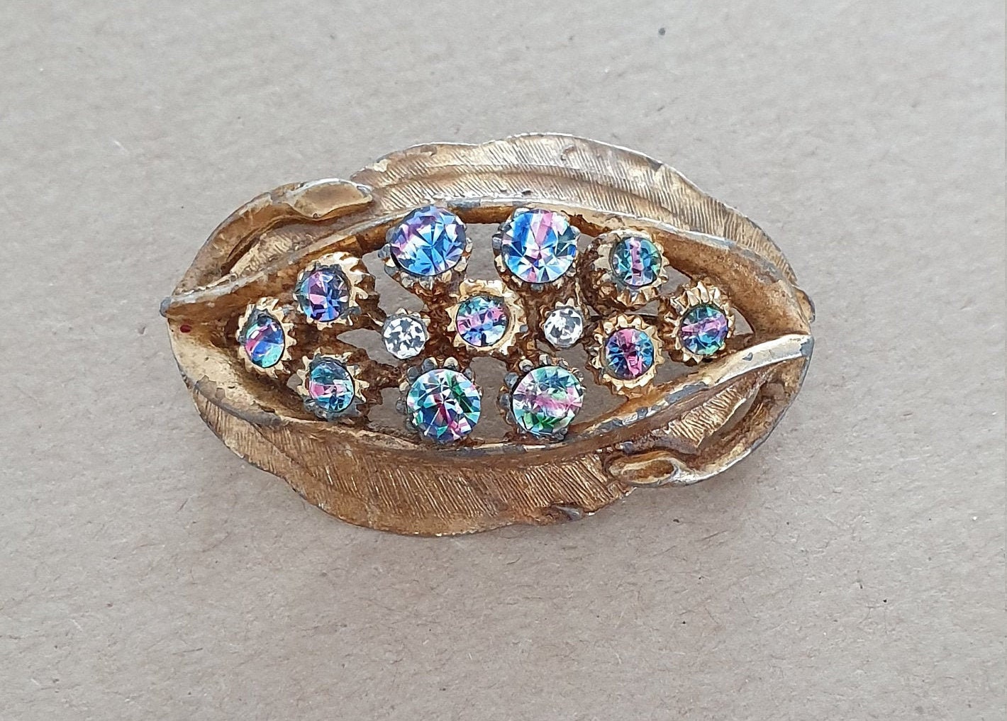 Vintage Iris Glass Brooch Rainbow Glass Brooch Iris Glass - Etsy